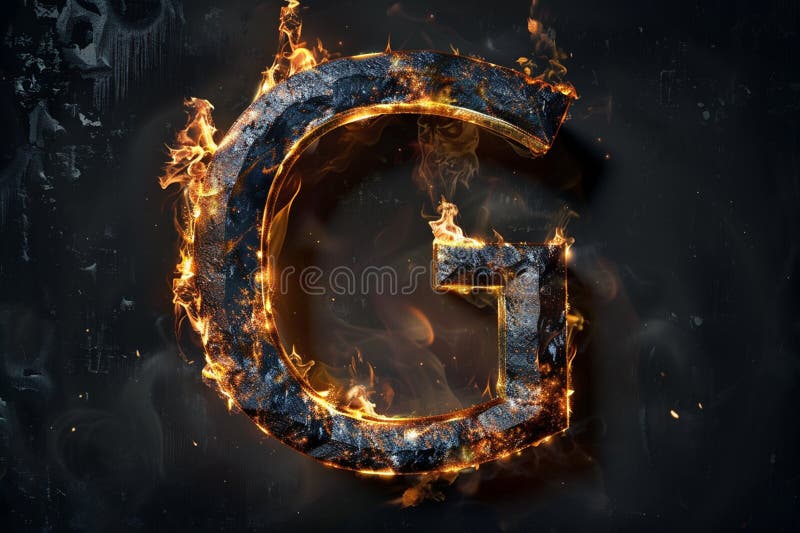 Fiery Letter G Metallic Texture, Flaming Edges, Ornate Flames, Dark ...