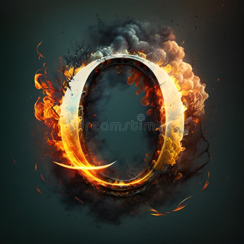 Burning Letter O in the Style of Fire with Smoke and Flames Stock ...