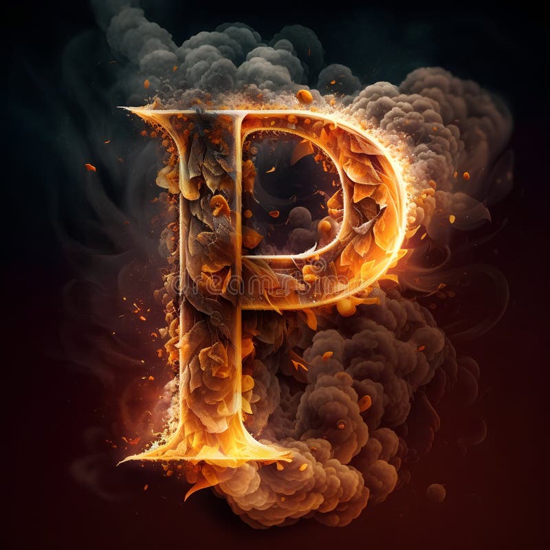 Burning Letter B in the Style of Fire and Smoke Isolated on Black ...