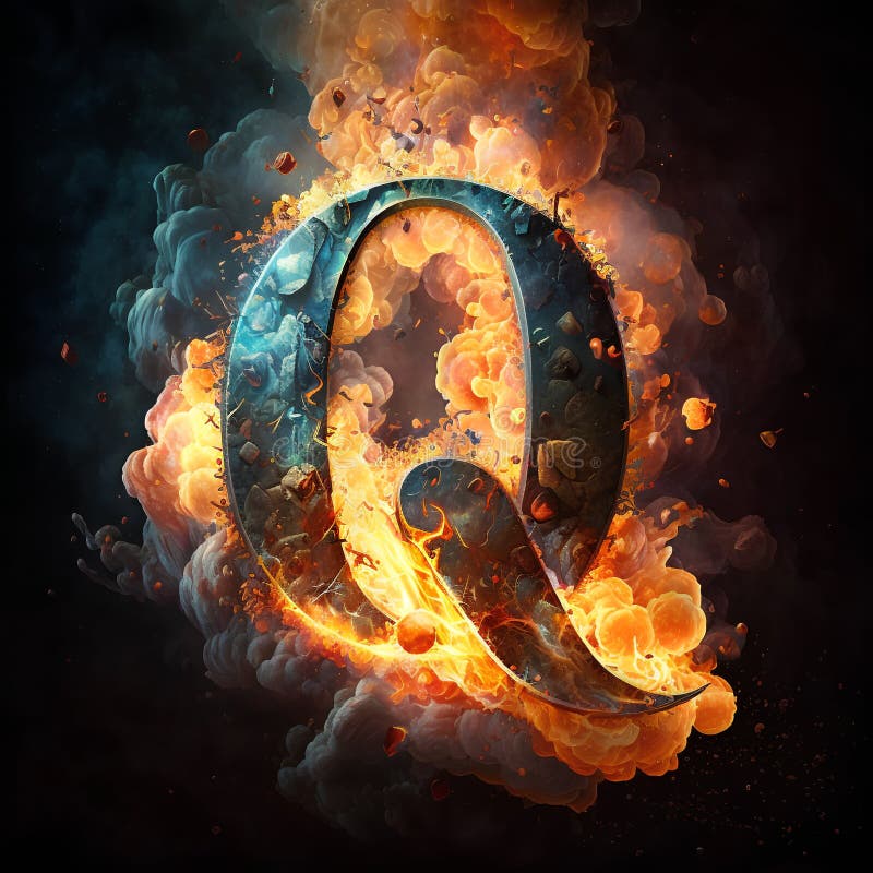Burning Letter Q in the Fire. 3D Illustration Stock Illustration ...