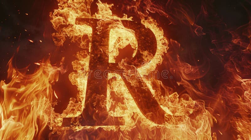 A Burning Letter R on a Dark Background Stock Image - Image of symbol ...