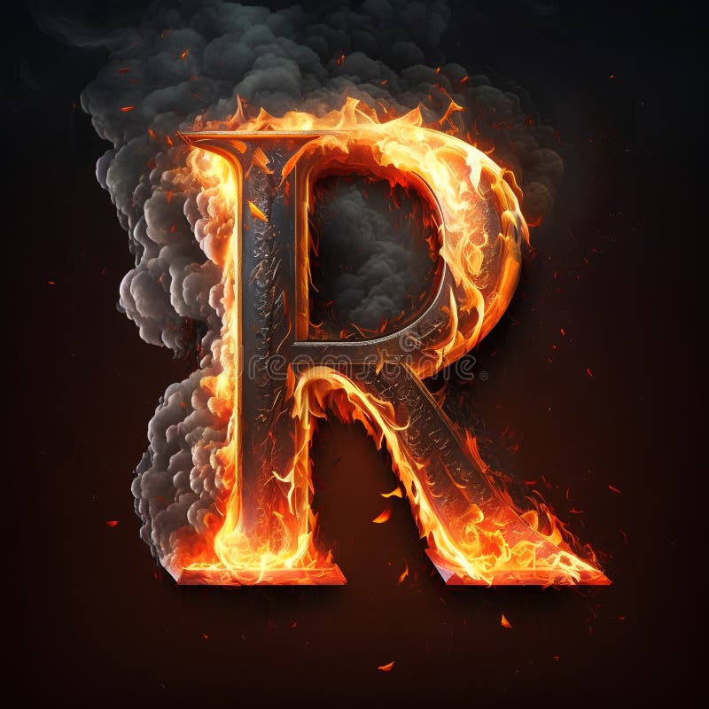 Burning Letter B in the Style of Fire and Smoke Isolated on Black ...