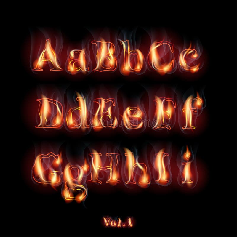 Burning Letters stock vector. Illustration of curve, flow - 45675697