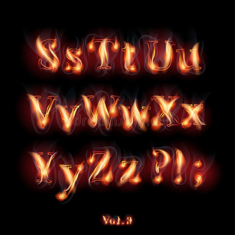 Burning letters set stock vector. Illustration of symbol - 23055405