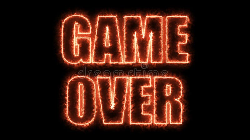 Burning Letters of Game Over Text on Black, 3d Render Background ...
