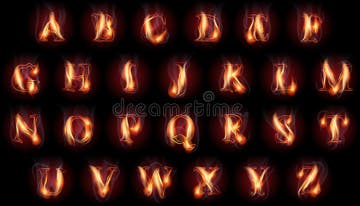 Burning letters set stock vector. Illustration of symbol - 23055405