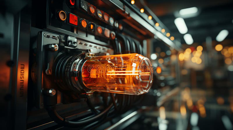 A Burning Light Bulb with a Coiled Filament. Modern Technology Stock ...
