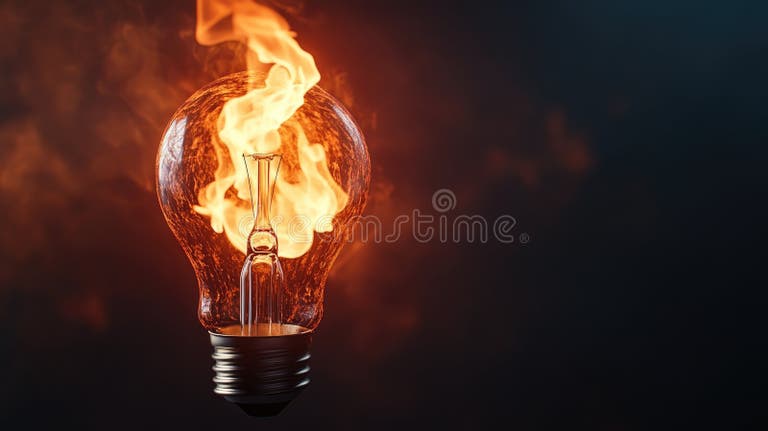 Light Bulb with Fire stock illustration. Illustration of heat - 377176871