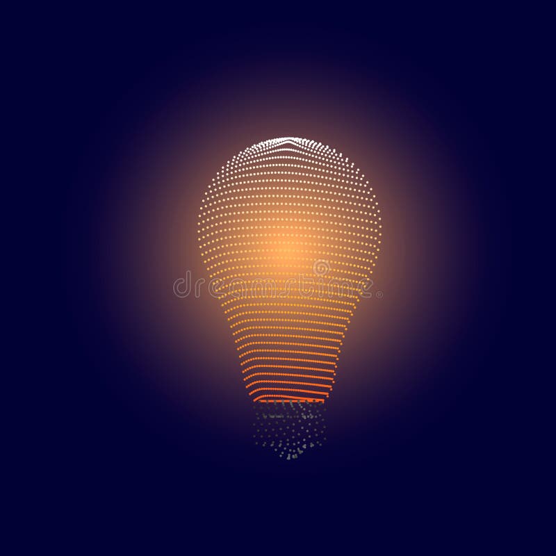 A Burning Light Bulb of Lines and Dots, a Network Connection Point on a ...