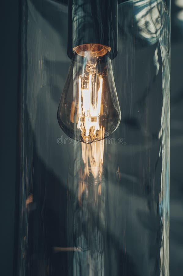 Burning Light Bulb Under a Glass Stock Image - Image of industial ...