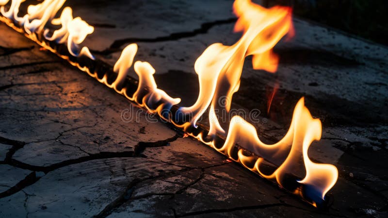 Burning Line of Fire on Cracked Ground, Dramatic Good Resolution Stock ...