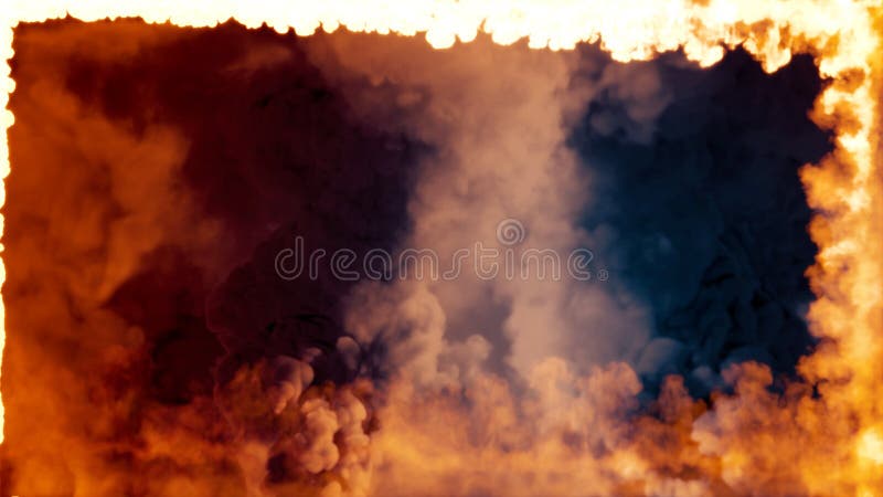 Burning Lines of Fire Frame for Content on Smoke Background - Abstract ...