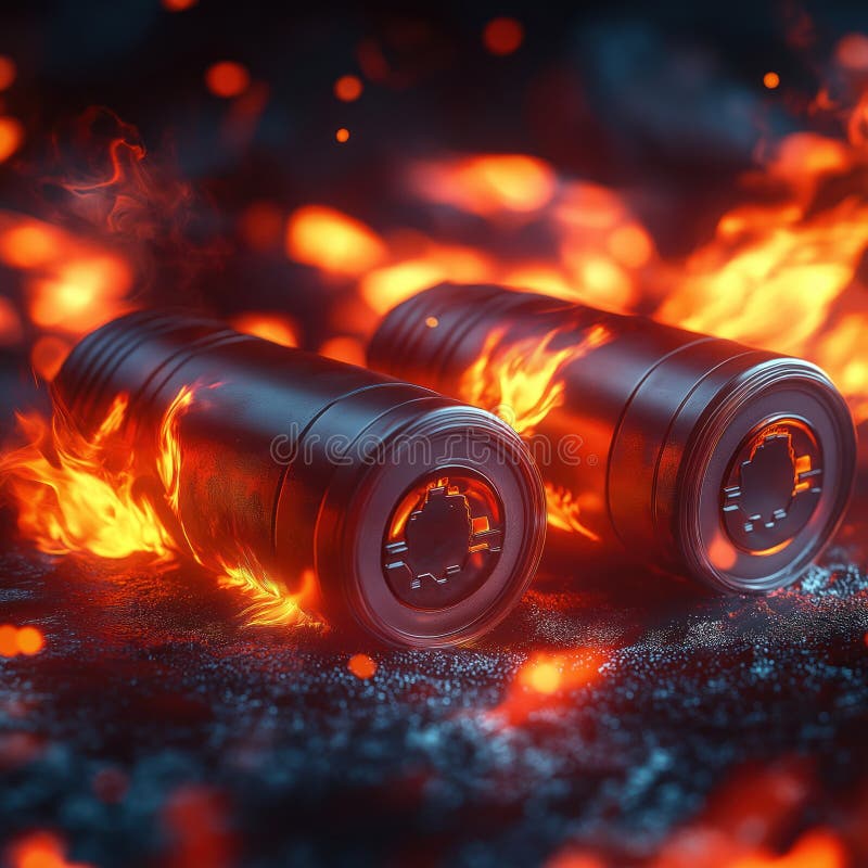 Burning Lithium-ion Batteries Emit Intense Red Flames. Batteries ...