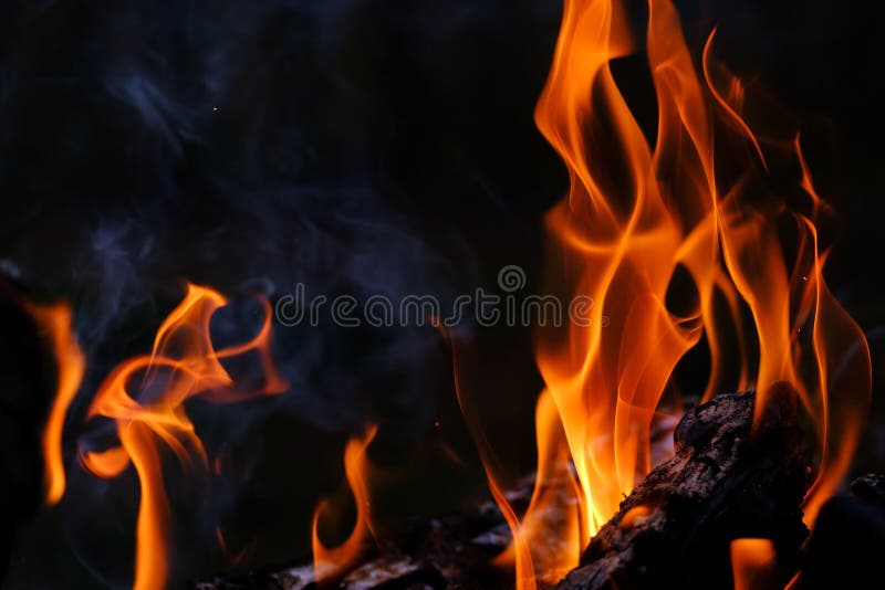 Burning Log on a Black Background Stock Photo - Image of lights ...
