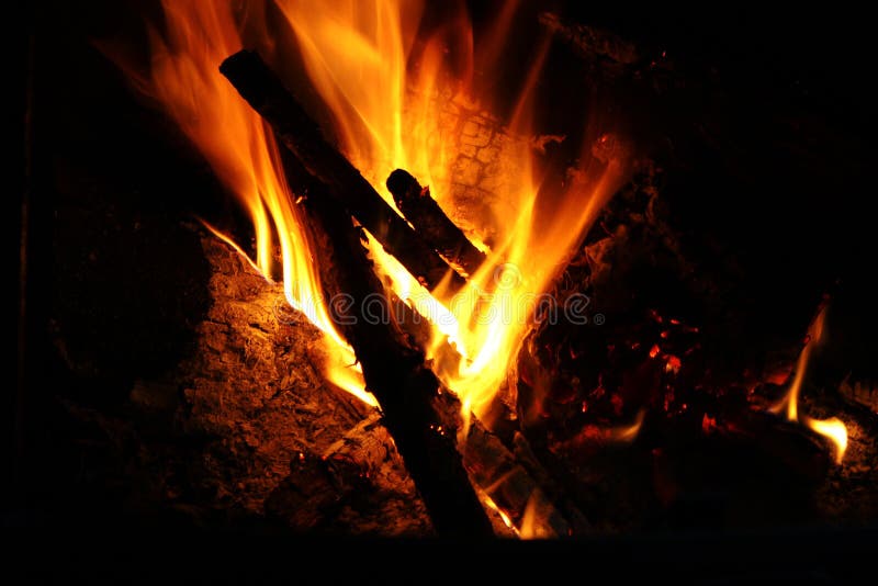 Burning Log Fire stock photo. Image of embers, burner - 42225276