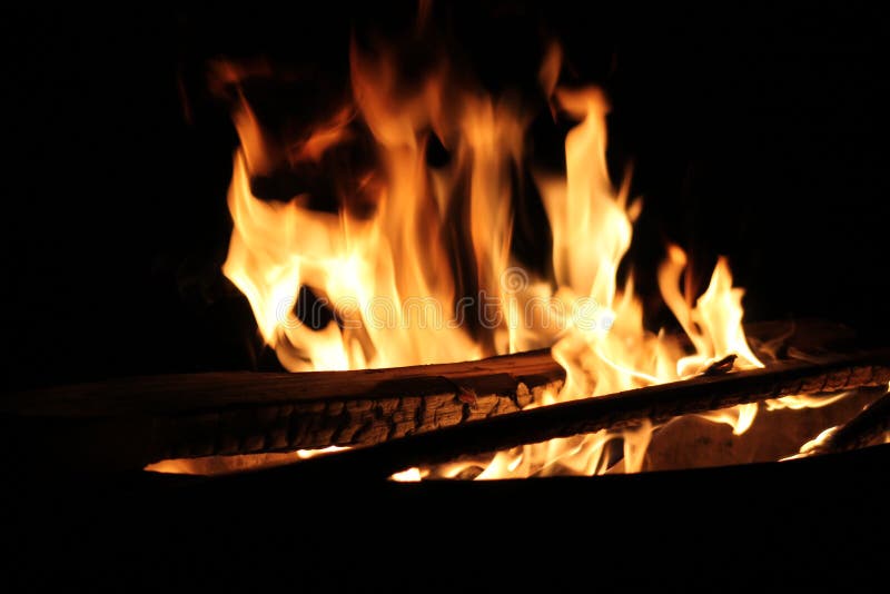 Burning Log in Hot Fire and Flames Stock Photo - Image of grill ...