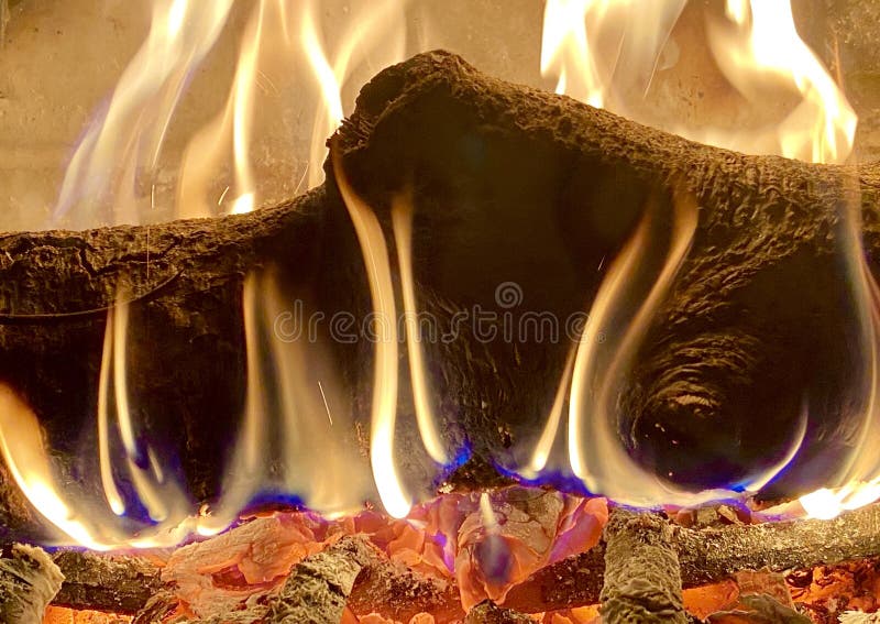 A burning log stock photo. Image of flames, bright, glowing - 323955548