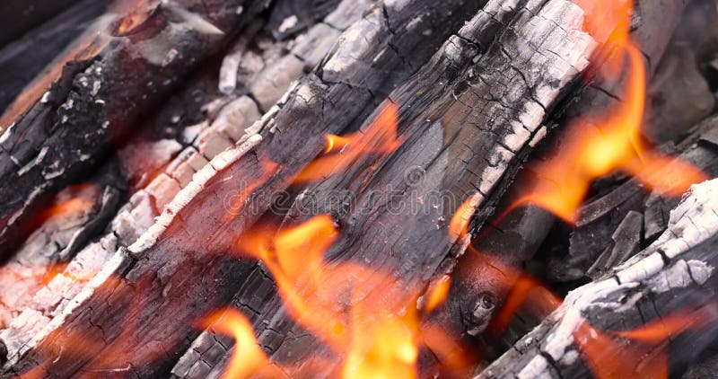Burning Logs and Boards in the Fire Stock Footage - Video of closeup ...