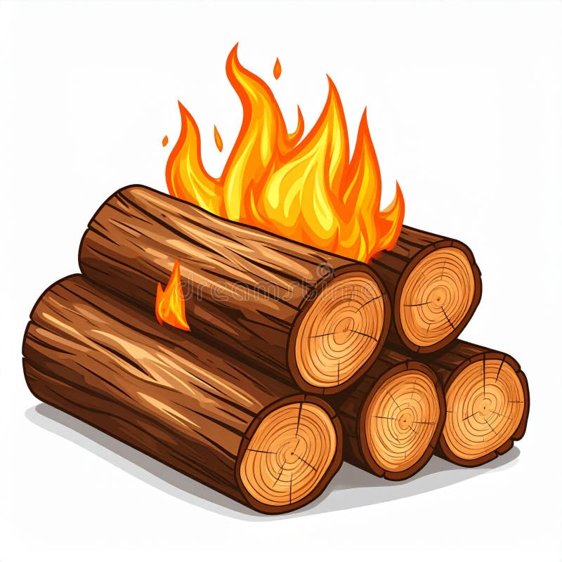 Burning Logs Campfire Illustration Stock Illustration - Illustration of ...