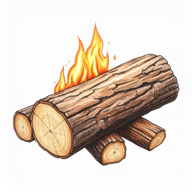 Burning Logs Campfire Illustration Stock Illustration - Illustration of ...