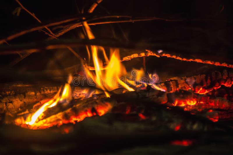 Burning logs at fire place stock image. Image of energy - 91938095