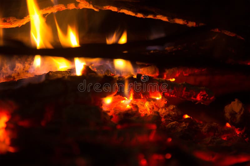 Burning logs at fire place stock photo. Image of burn - 97843472