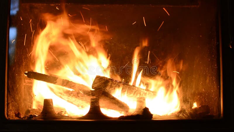 Burning Logs in a Campfire while Cooking and Warming Stock Video ...