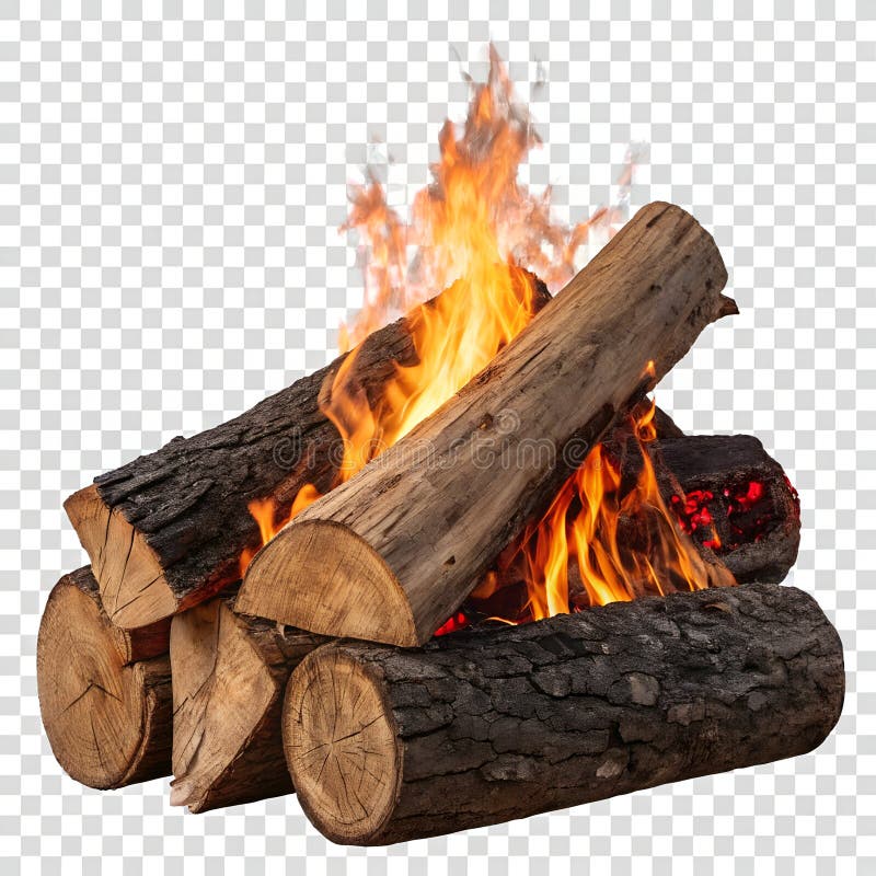 Burning Logs Isolated on Transparent Background Stock Illustration ...