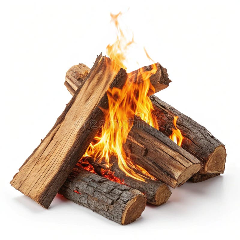 Burning Logs Isolated on White Background Stock Illustration ...