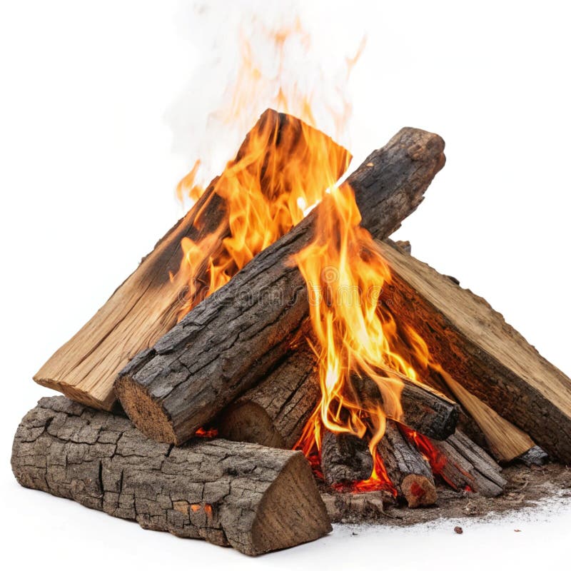 Burning Logs Isolated on White Background Stock Illustration ...