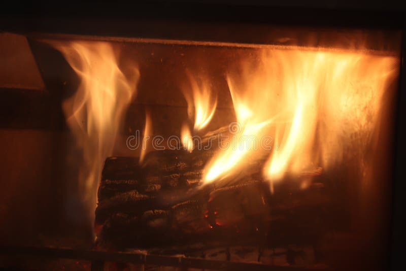 Burning Logs in an Open Fire Stock Image - Image of cosy, blaze: 202146505