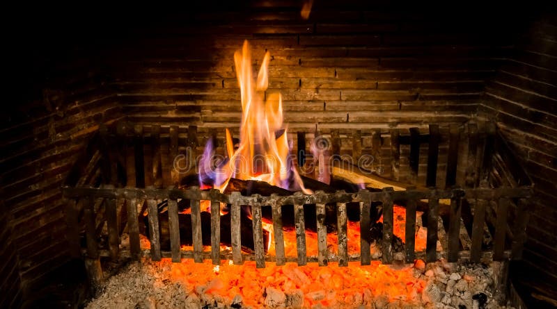 Burning Logs and Embers in the Fire Stock Image - Image of flame ...