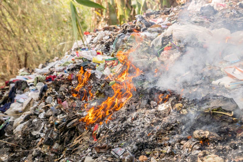 Burning of a Lot of Garbage in a Landfill. There is a Lot of Garbage, a ...
