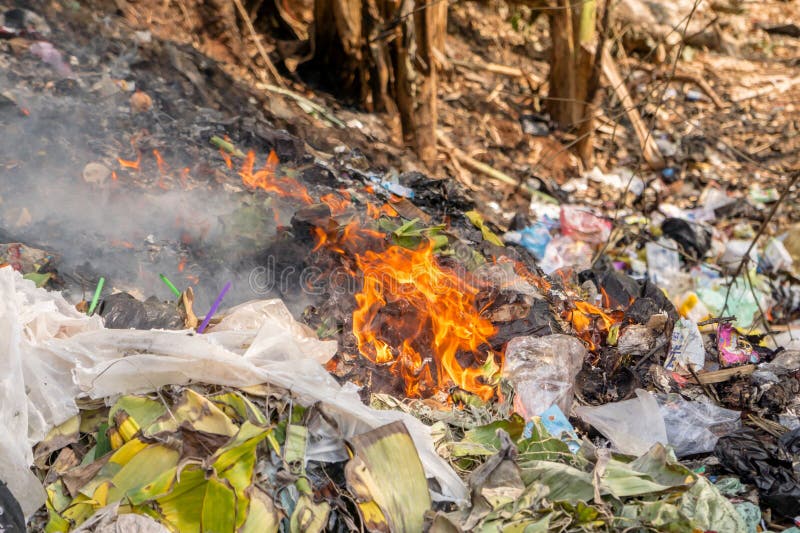 Burning of a Lot of Garbage in a Landfill. There is a Lot of Garbage, a ...