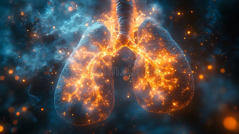 Burning Lungs, Smoky Backdrop, Medical Illustration Stock Illustration ...