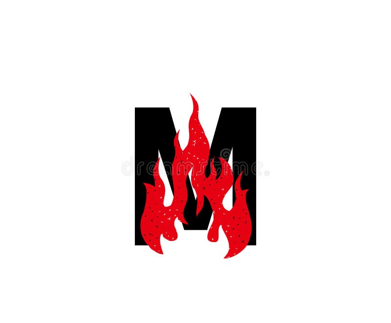 Burning M Letter Icon, Hot Fire Fame M Logo Design Stock Vector ...