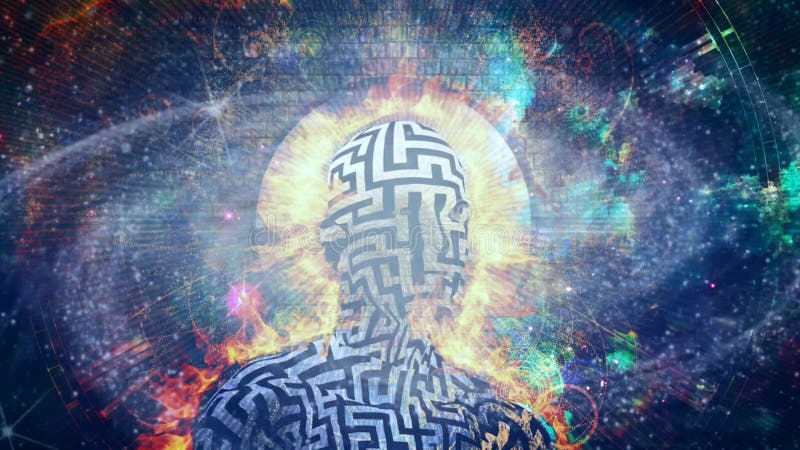 Burning Man with Maze Pattern Meditate in Lotus Pose Stock Footage ...