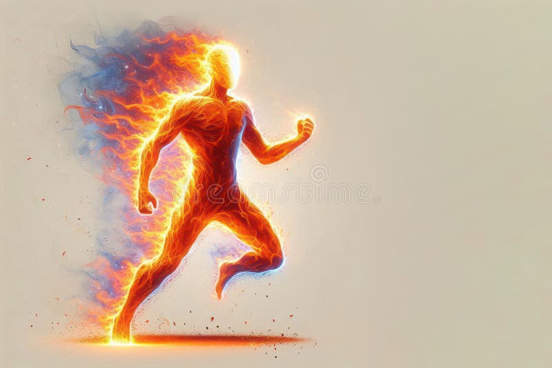 A Burning Man in Motion. Space for Text. Stock Image - Image of ...