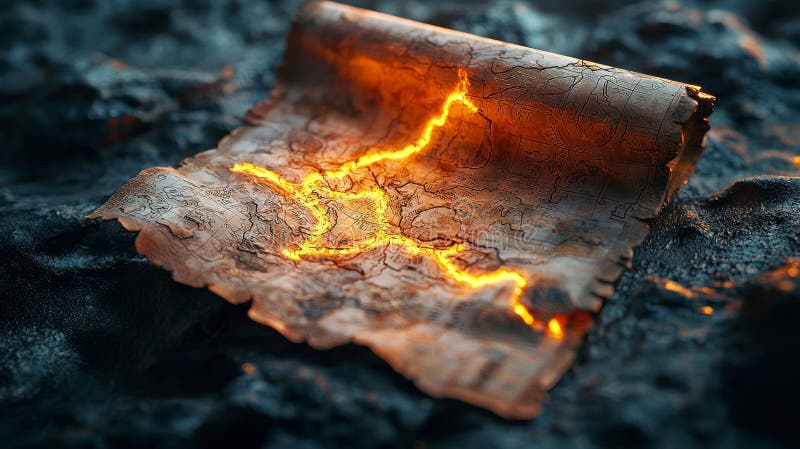 Burning Map stock illustration. Illustration of fire - 335166316