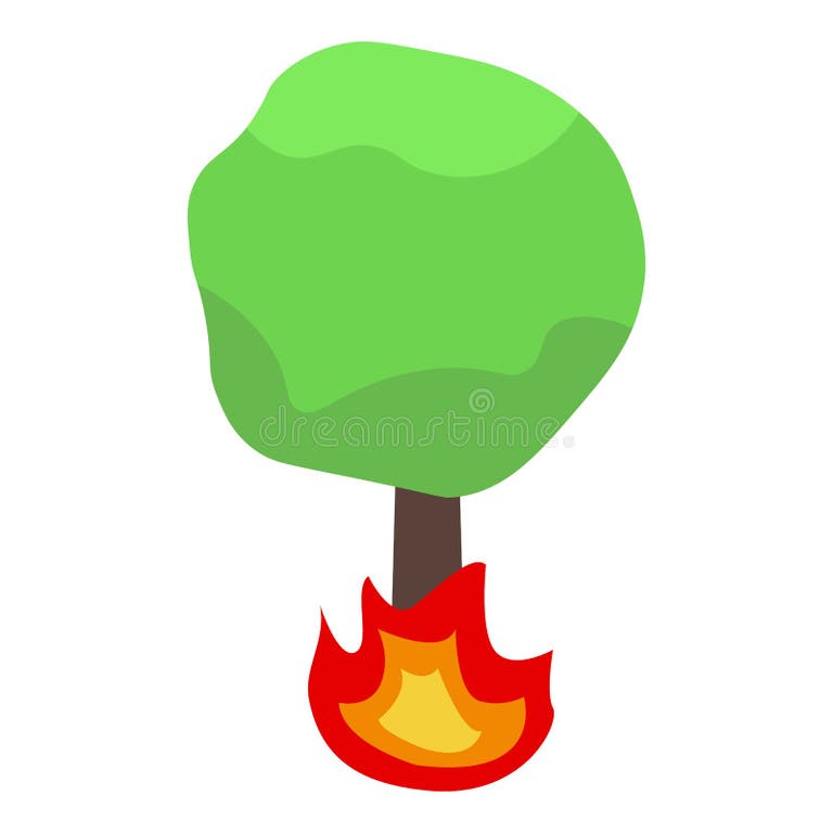 Burning Maple Tree Icon, Isometric Style Stock Vector - Illustration of ...