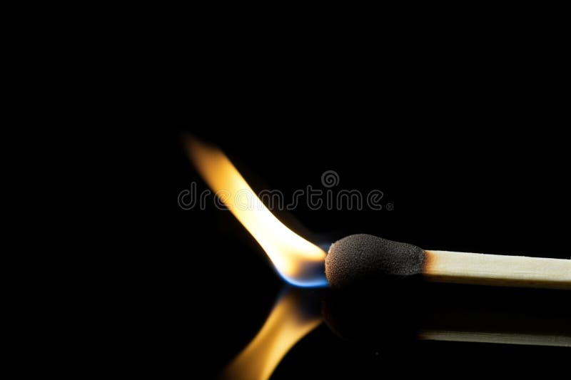 Burning Match Against a Dark Black Background Stock Illustration ...
