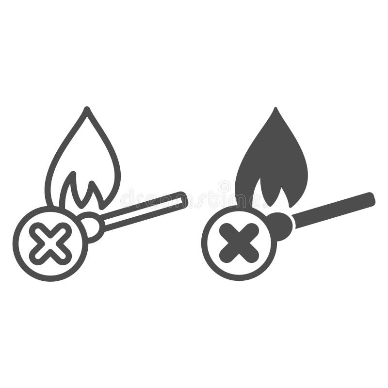 Burning Match Ban Line and Solid Icon, Prohibited Items Concept. Vector ...