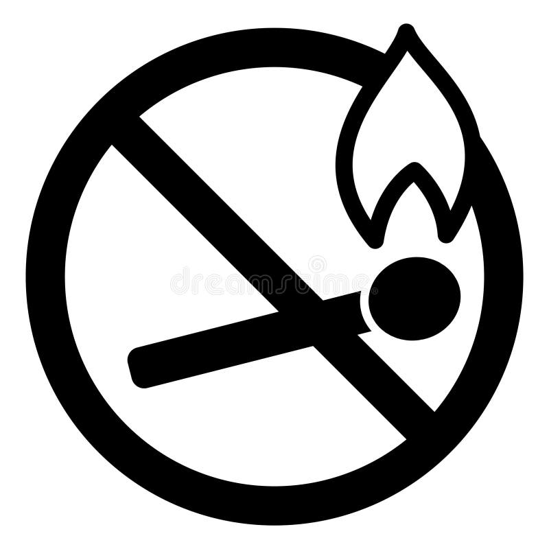 Burning Match Ban Solid Icon, Prohibited Elements Concept. Vector ...