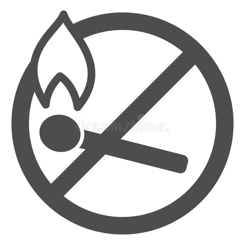 Burning Match Ban Solid Icon, Prohibited Elements Concept. Vector ...