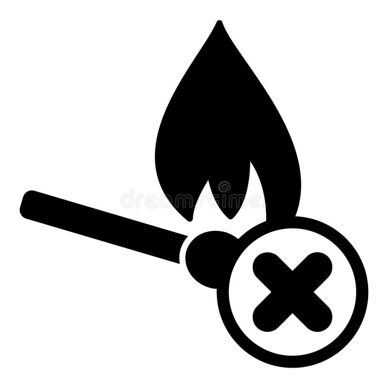 Burning Match Ban Solid Icon, Prohibited Items Concept. Vector Graphics ...