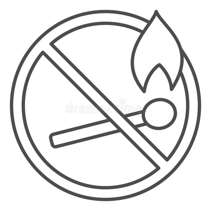 Burning Match Ban Thin Line Icon, Prohibited Elements Concept. Vector ...