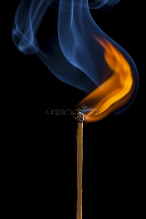 Burning Match Against Background Blue Flame Burning Burner Stock Image ...