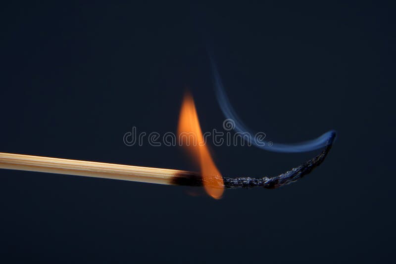 Burning Match on a Dark Blue Background Stock Image - Image of flash ...