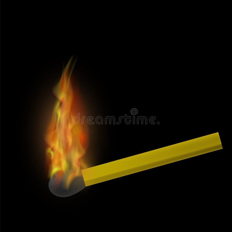 Burning Match with Fire Flame Stock Vector - Illustration of match ...