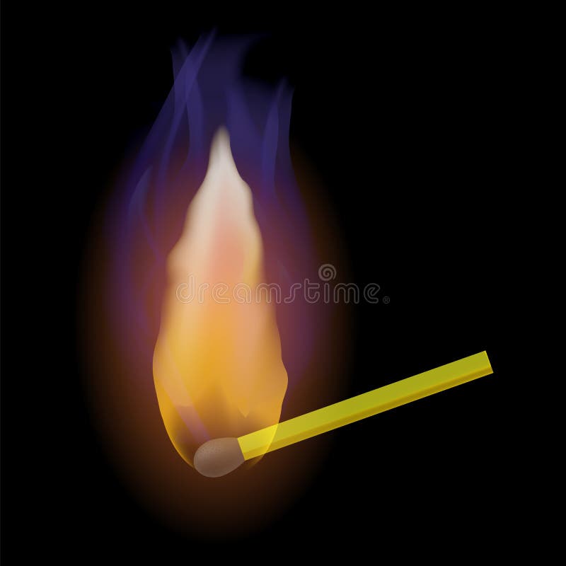 Burning Match with Fire Flame Stock Vector - Illustration of match ...